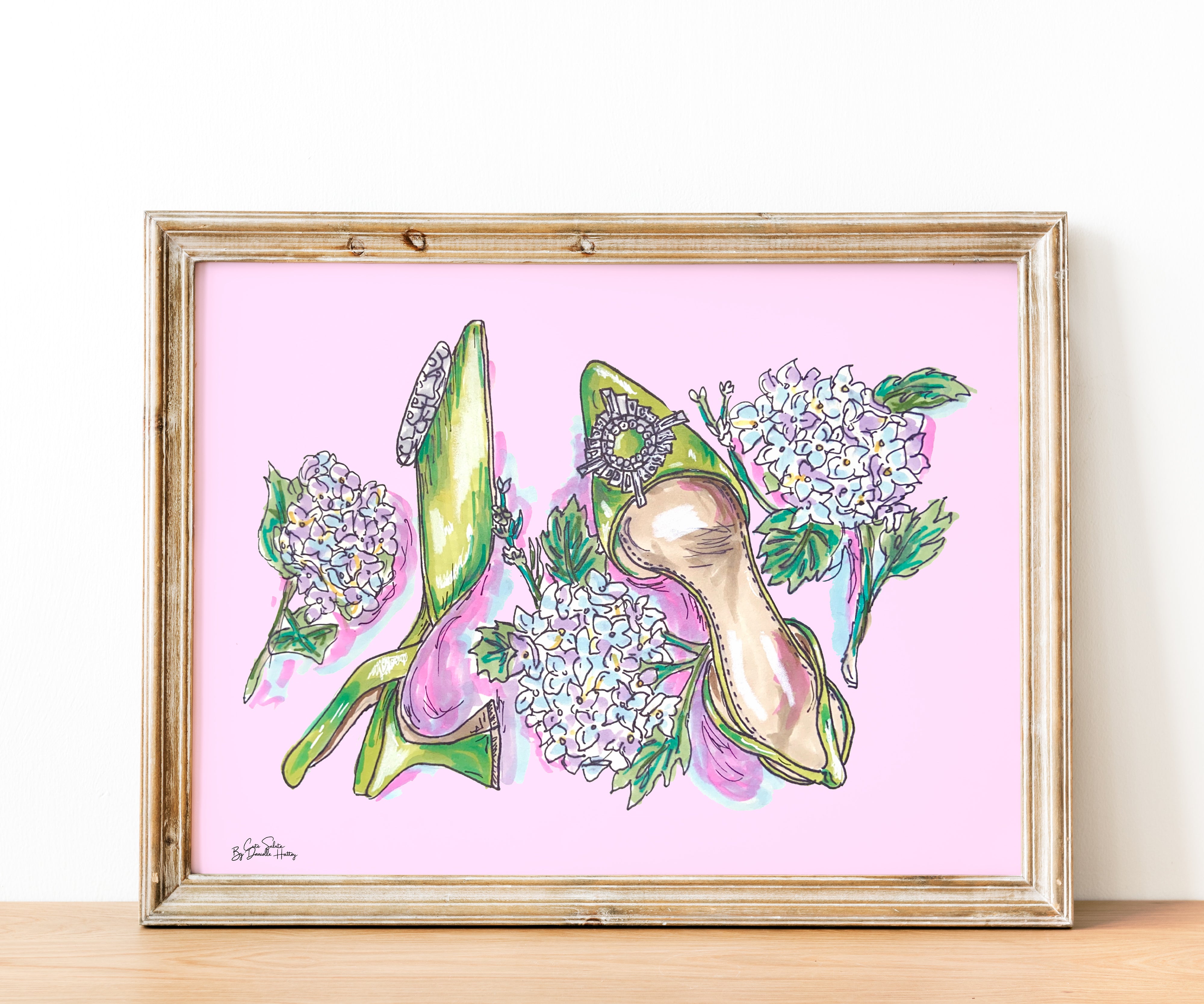 Green Shoe Fashion Illustrated Wall Art – Cute Salute