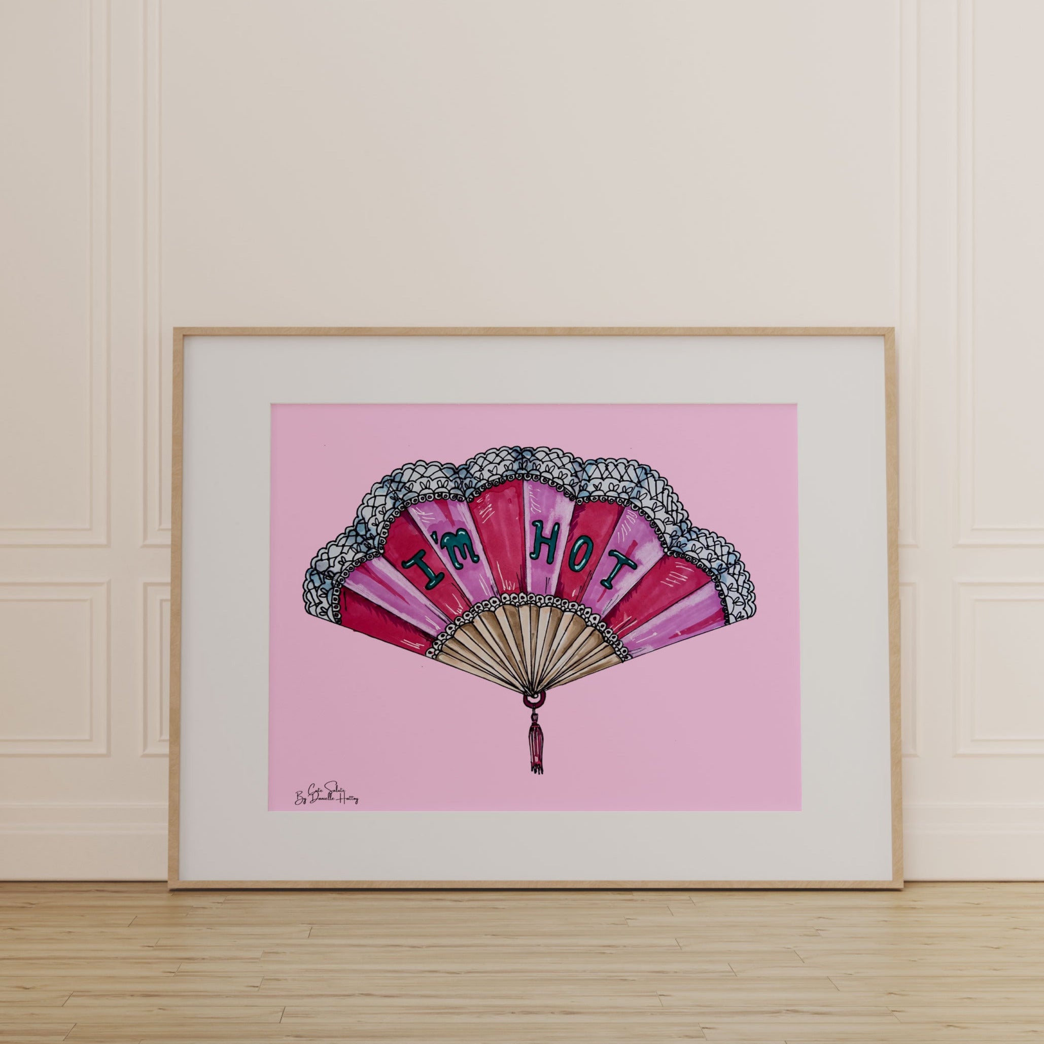 Pretty Fan Illustrated Wall Art Print – Cute Salute