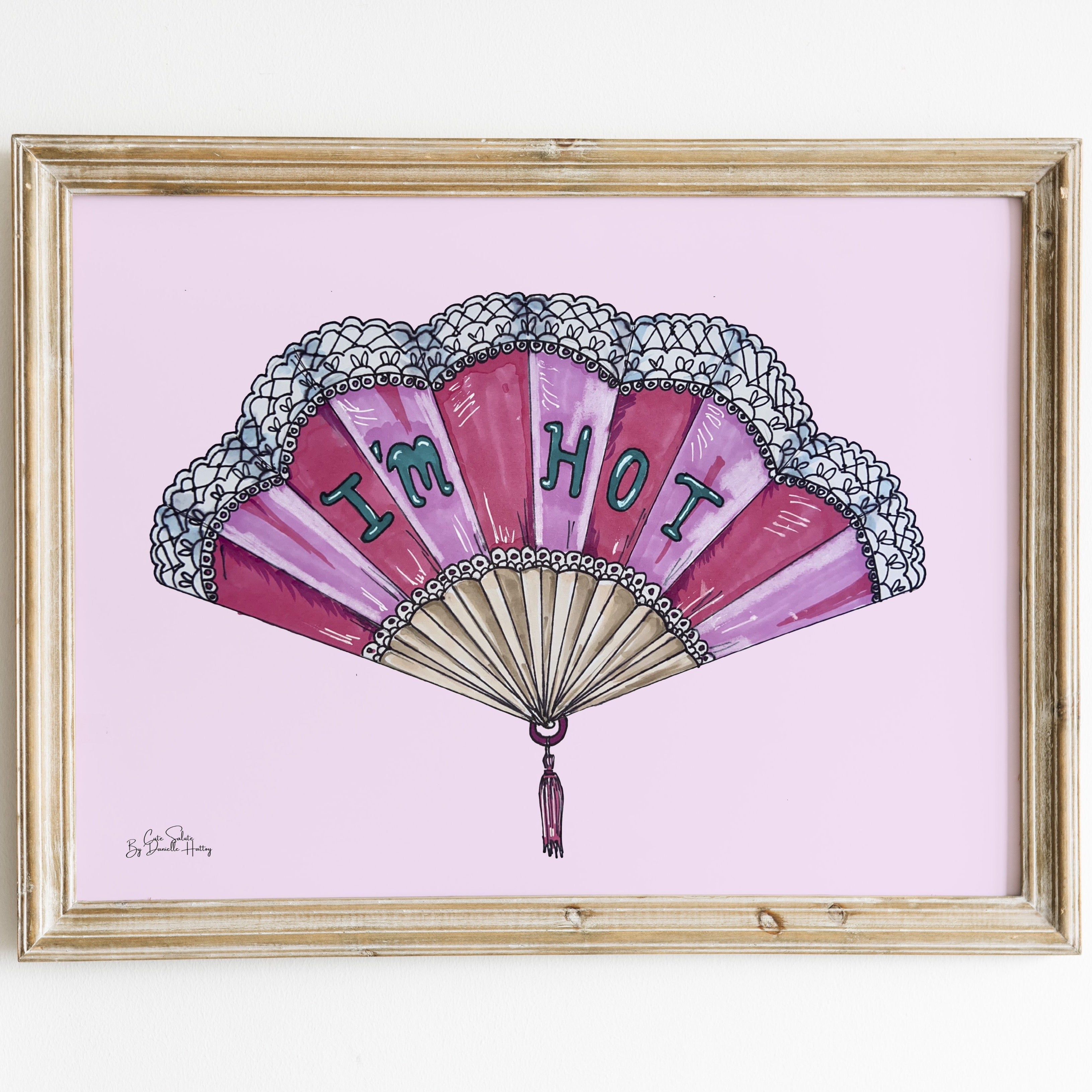 Pretty Fan Illustrated Wall Art Print – Cute Salute